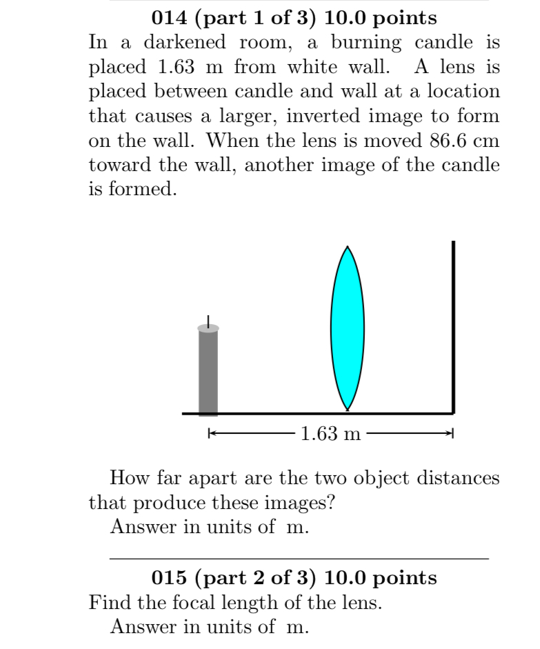 Solved 014 (part 1 ﻿of 3) 10.0 ﻿pointsIn a darkened room, a | Chegg.com