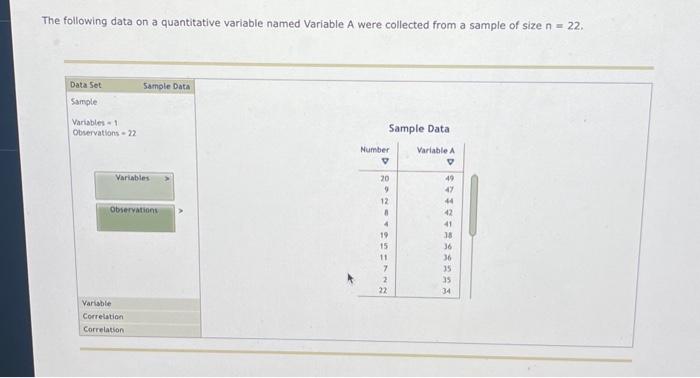 Solved The following data on a quantitative variable named | Chegg.com