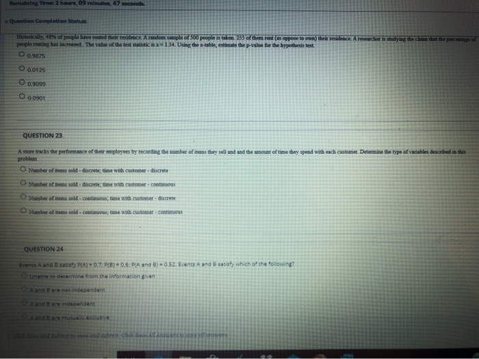 Solved Remaining Time 2 hours, 09 minutes, 47 Question | Chegg.com