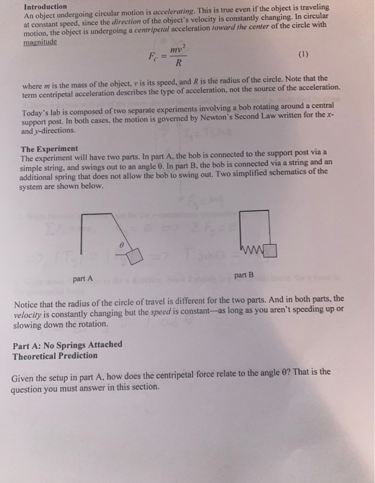 Solved Introduction An object undergoing circular motion is | Chegg.com
