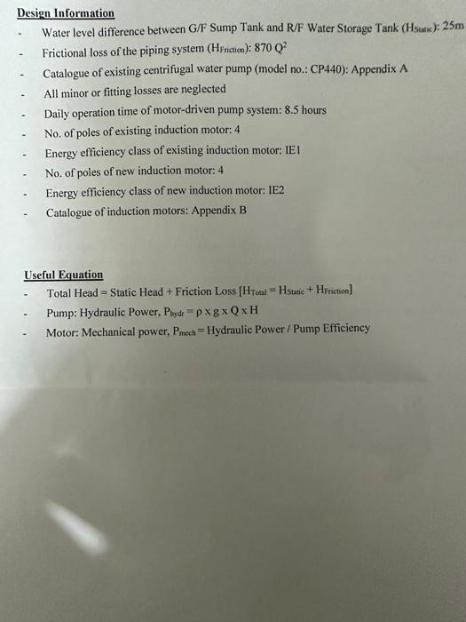 Solved Design Information - Water level difference between | Chegg.com