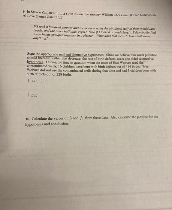 Solved 9. In Steven Zaiilan's film, A Civil Action, the | Chegg.com