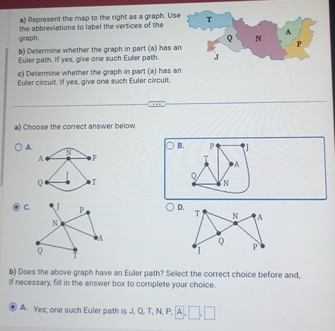 Solved a) ﻿Represent the map to the right as a graph. Use | Chegg.com