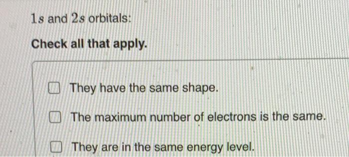 Solved 1s and 2s orbitals 3s and 3p sub levels, 3p and | Chegg.com