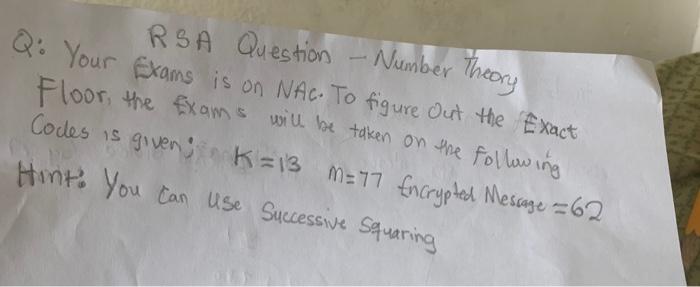 Solved RSA Question- Number Theoru we have to figure out the | Chegg.com