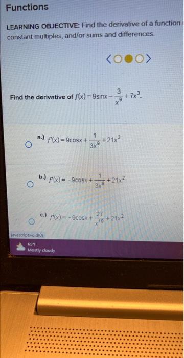 Solved Functions LEARNING OBJECTIVE: Find the derivative of | Chegg.com