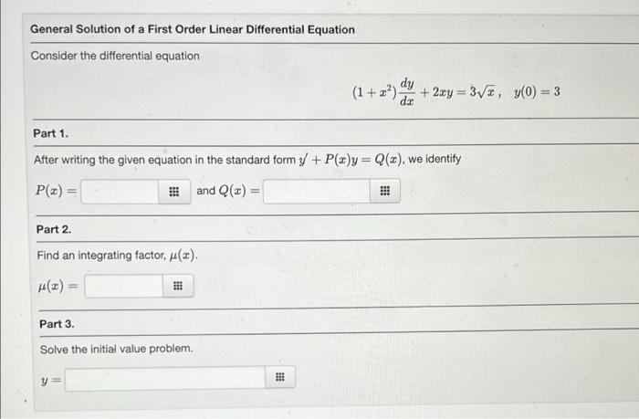 Solved General Solution of a First Order Linear Differential | Chegg.com