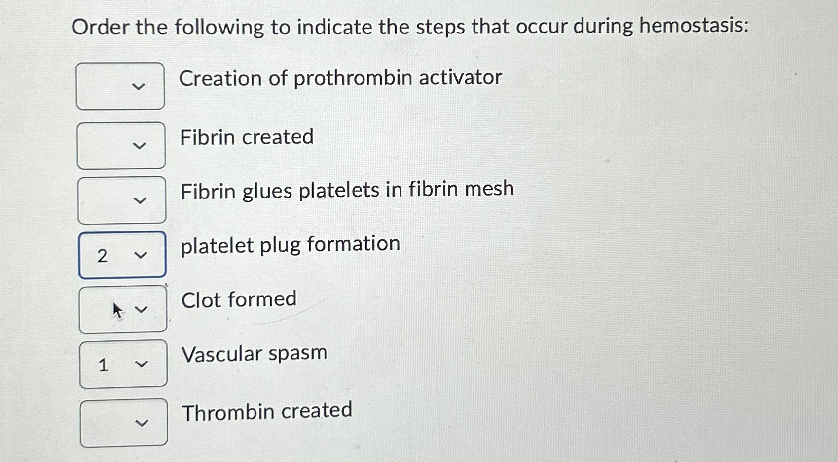 Solved Order the following to indicate the steps that occur | Chegg.com