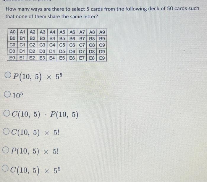 Solved How many ways are there to select 5 cards from the | Chegg.com