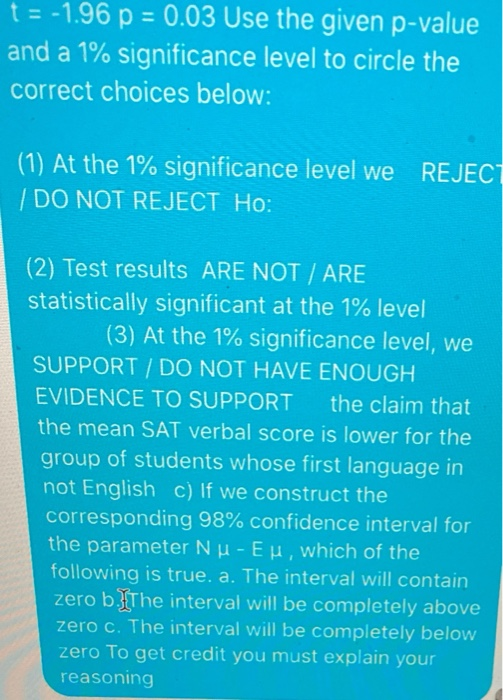 Solved interpreting result no calculation involved. you are | Chegg.com