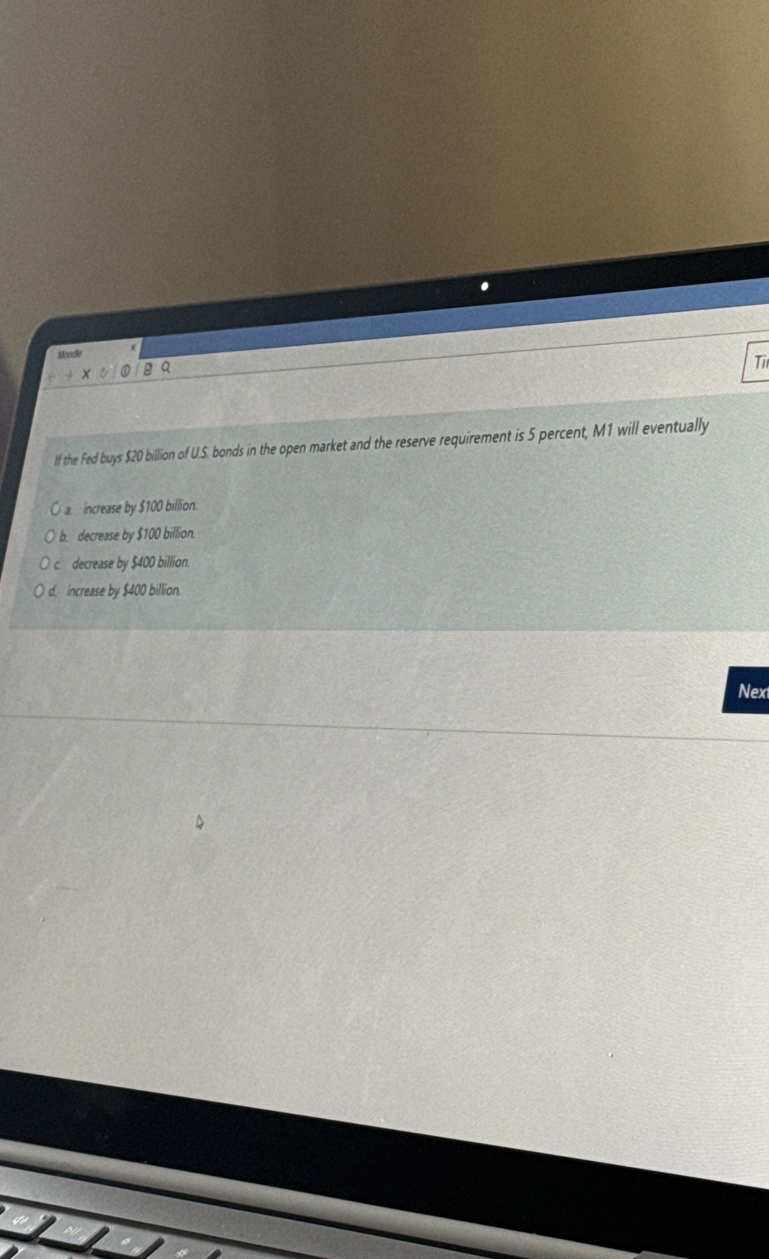 Solved HoclexxB. QTiIf the fed buys $20 ﻿billion of U.S. | Chegg.com