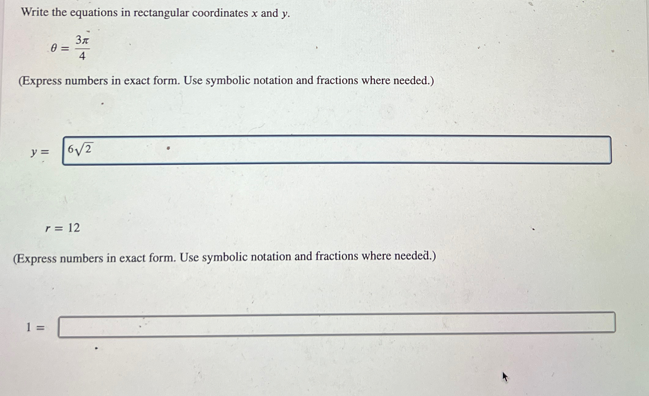 Solved Write the equations in rectangular coordinates x ﻿and | Chegg.com