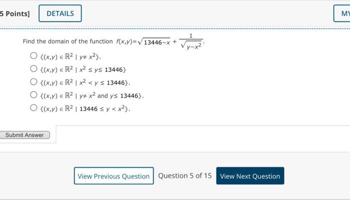 Solved 5 Points] Find the domain of the function | Chegg.com
