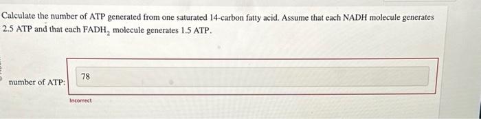 Calculate the number of ATP generated from one | Chegg.com