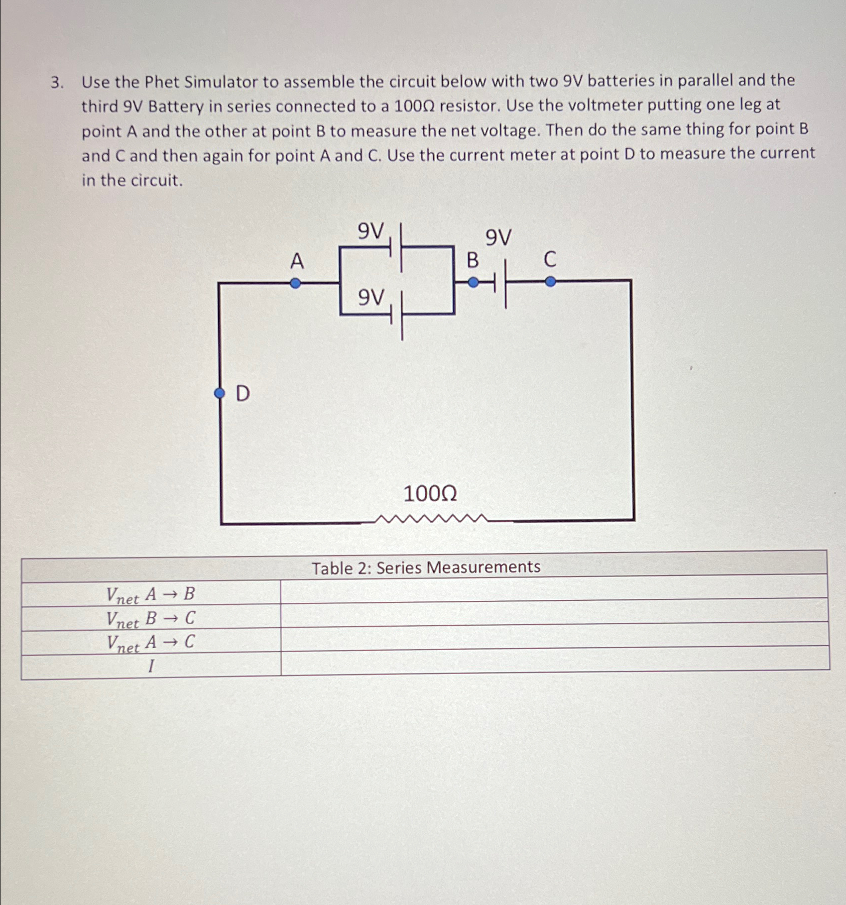 Solved Use the Phet Simulator to assemble the circuit below | Chegg.com