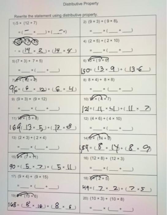 Solved Distributive Property Rewrite the statement using | Chegg.com