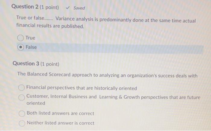 Solved An example of a unfavourable variance would be costs | Chegg.com