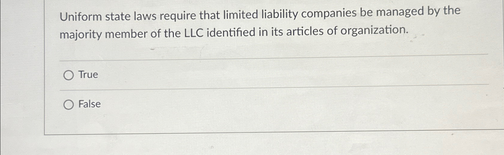 Solved Uniform state laws require that limited liability | Chegg.com