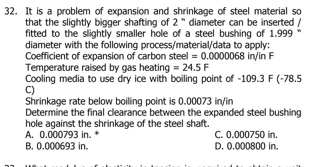 Solved 2. It is a problem of expansion and shrinkage of | Chegg.com