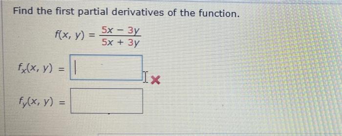 Solved Find the first partial derivatives of the function. | Chegg.com