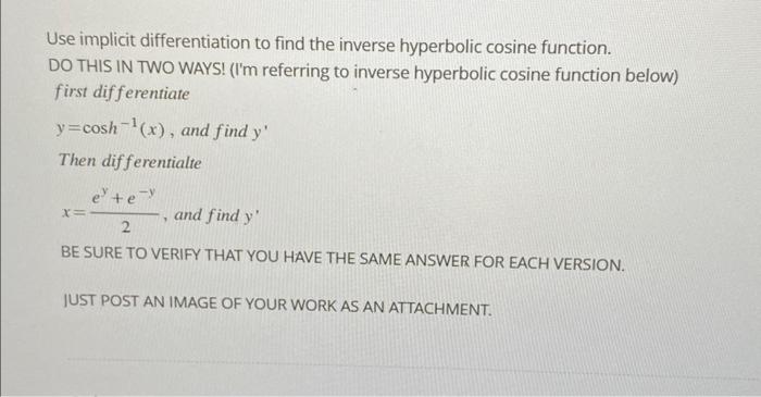 Solved Use implicit differentiation to find the inverse | Chegg.com
