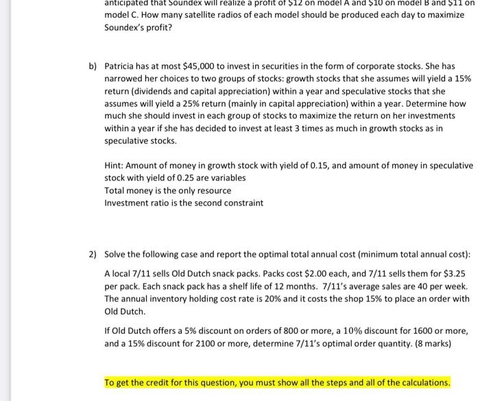 Solved anticipated that Soundex will realize a profit of $12 | Chegg.com