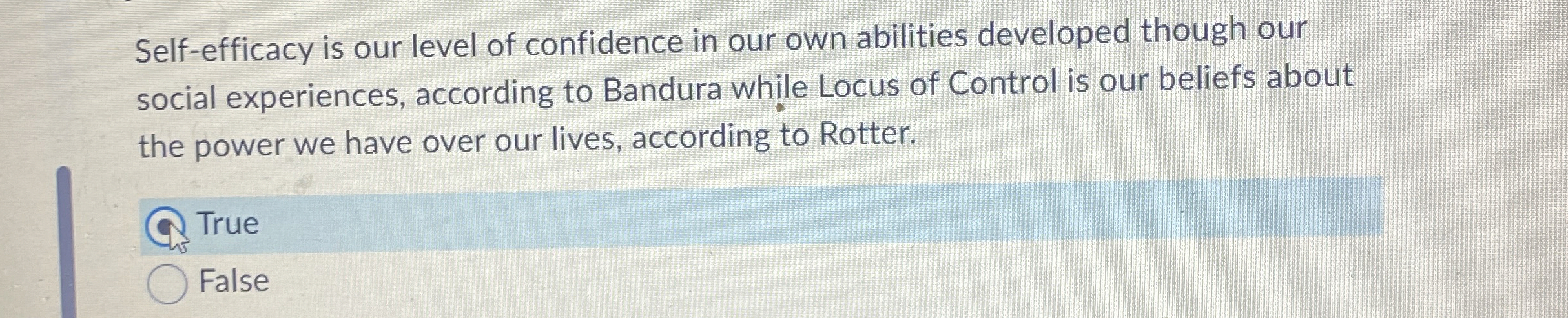 Solved Self-efficacy is our level of confidence in our own | Chegg.com