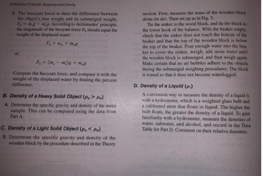 Solved Lab 16: Archimedes' Principle: Buoyancy and Density | Chegg.com