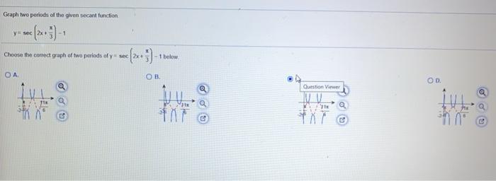 Solved Graph two periods of the given secant function y=st | Chegg.com