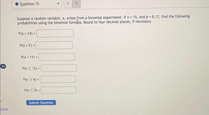 Solved Suppose a random variable, x, arises from a binomial | Chegg.com