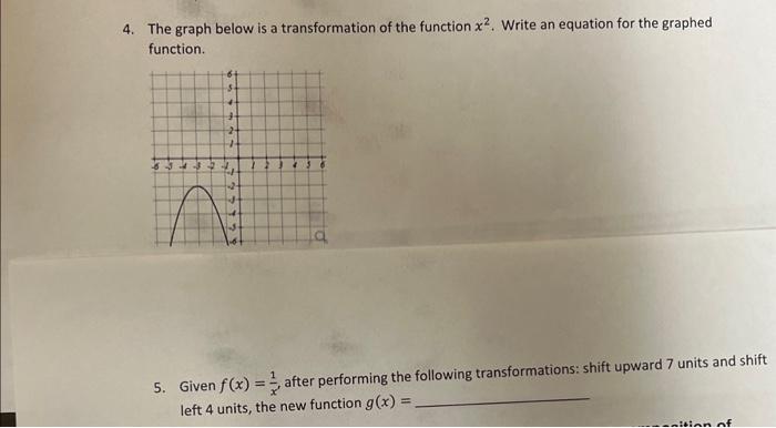 Solved 4. The graph below is a transformation of the | Chegg.com