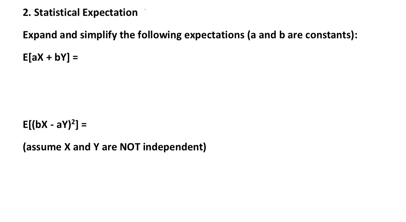 Statistical Expectationexpand And Simplify The