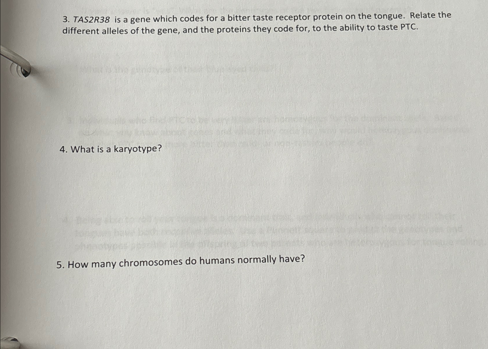 TAS2R38 ﻿is a gene which codes for a bitter taste | Chegg.com