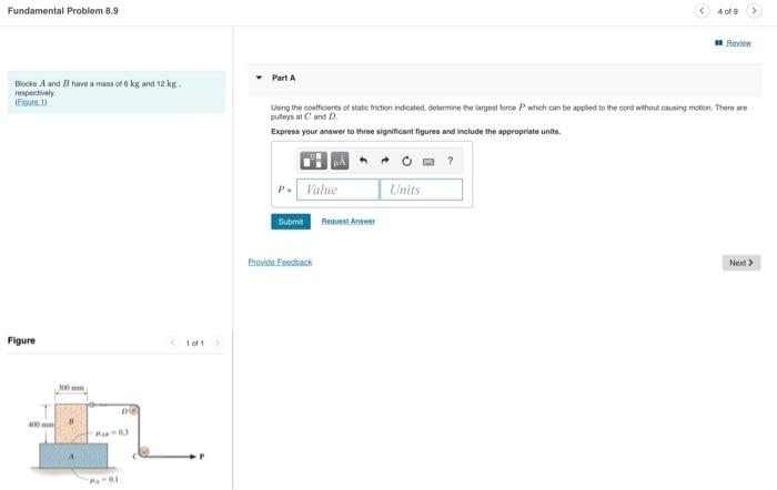 Solved Fundamental Problem 8.9 4 of 9 How - Part A Blocks A | Chegg.com