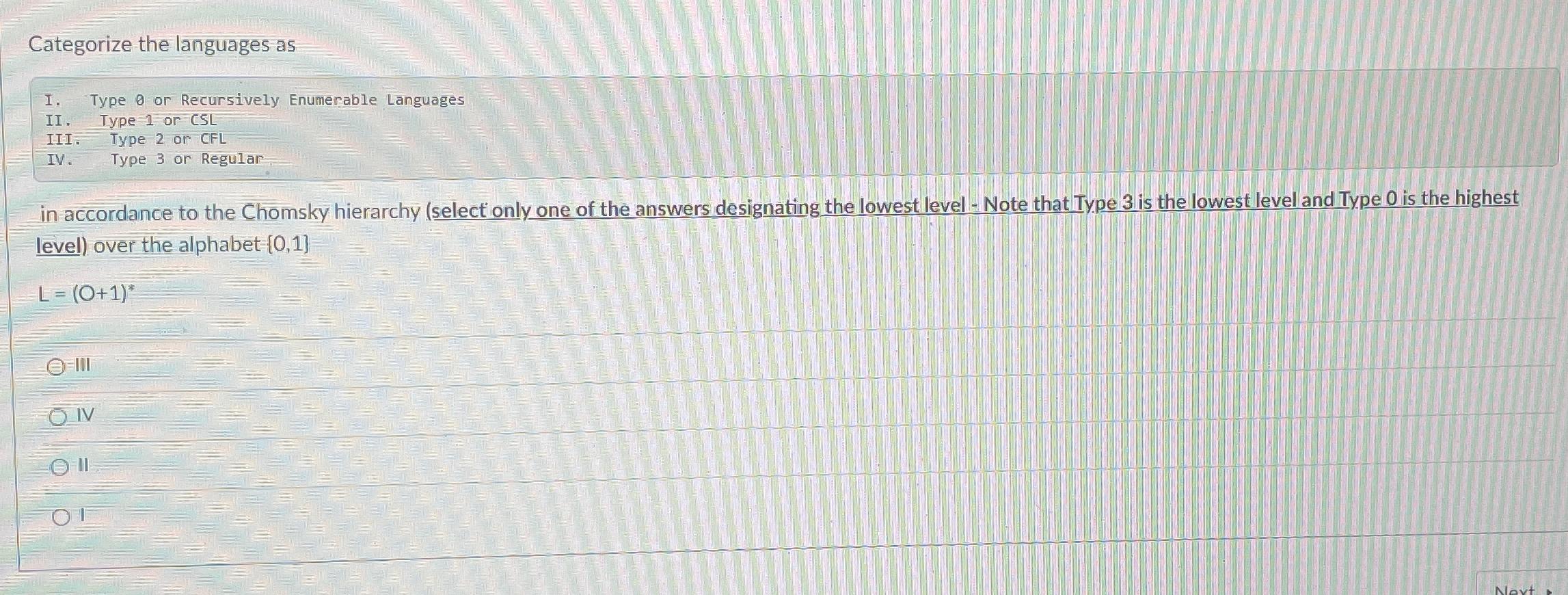 Solved What is rhe answer Categorize the languages asI. Type | Chegg.com