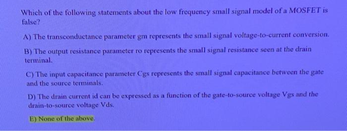Solved Which of the following statements about the low | Chegg.com