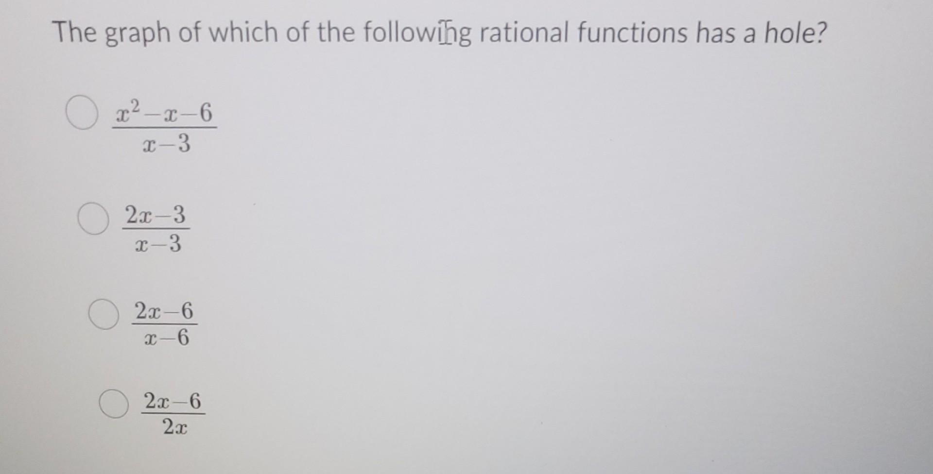Solved The graph of which of the following rational | Chegg.com