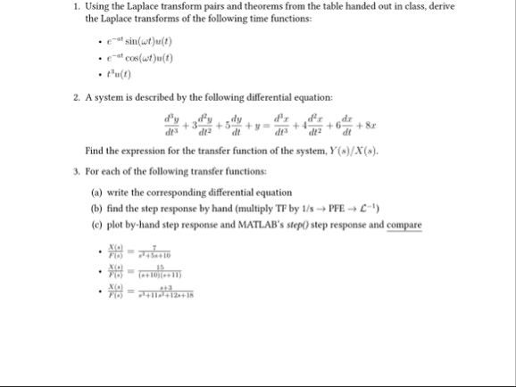 Solved Using the Laplace transform pairs and theorems from | Chegg.com