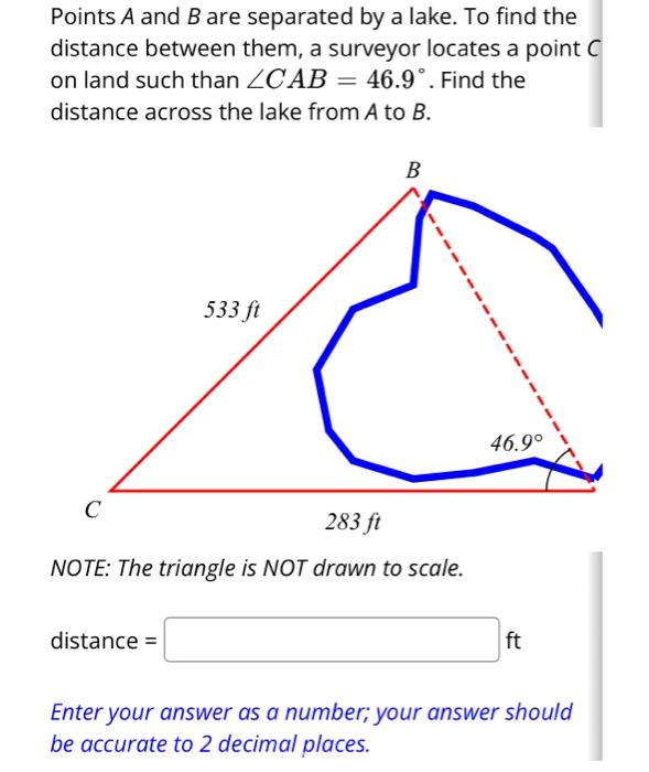 Solved Points A and B are separated by a lake. To find the | Chegg.com