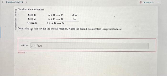 Consider the mechanism. \begin{tabular}{ccc} Step 1: | Chegg.com