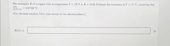 Solved The resistance R of a copper wire at temperature T = | Chegg.com