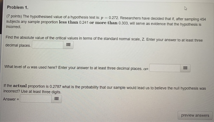 Solved Problem 1. (7 points) The hypothesised value of a | Chegg.com