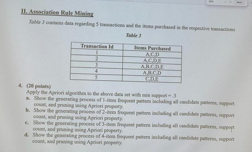 Solved Table 3 contains data regarding 5 transactions and | Chegg.com