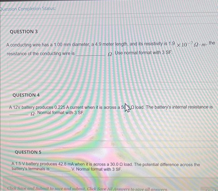Solved A conducting wire has a 1.00 mm diameter, a 4.9 meter | Chegg.com