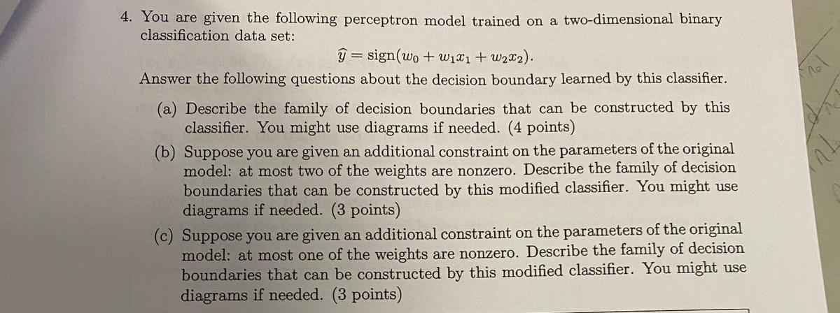 Solved Perception Model Trained On A Two Dimensional Binary 