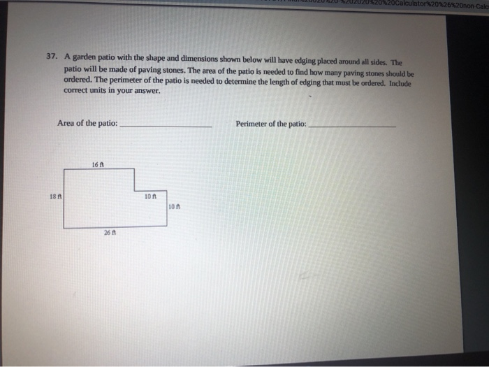 Solved A garden patio with the shape and dimensions shown | Chegg.com