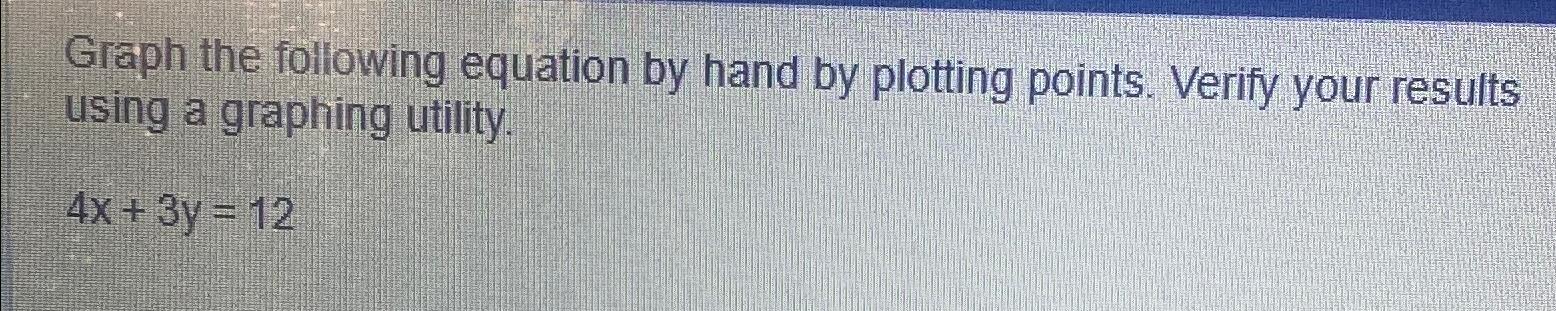 Solved Graph the following equation by hand by plotting | Chegg.com