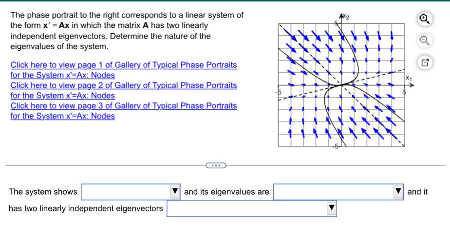 Solved The phase portrait to the right corresponds to a | Chegg.com
