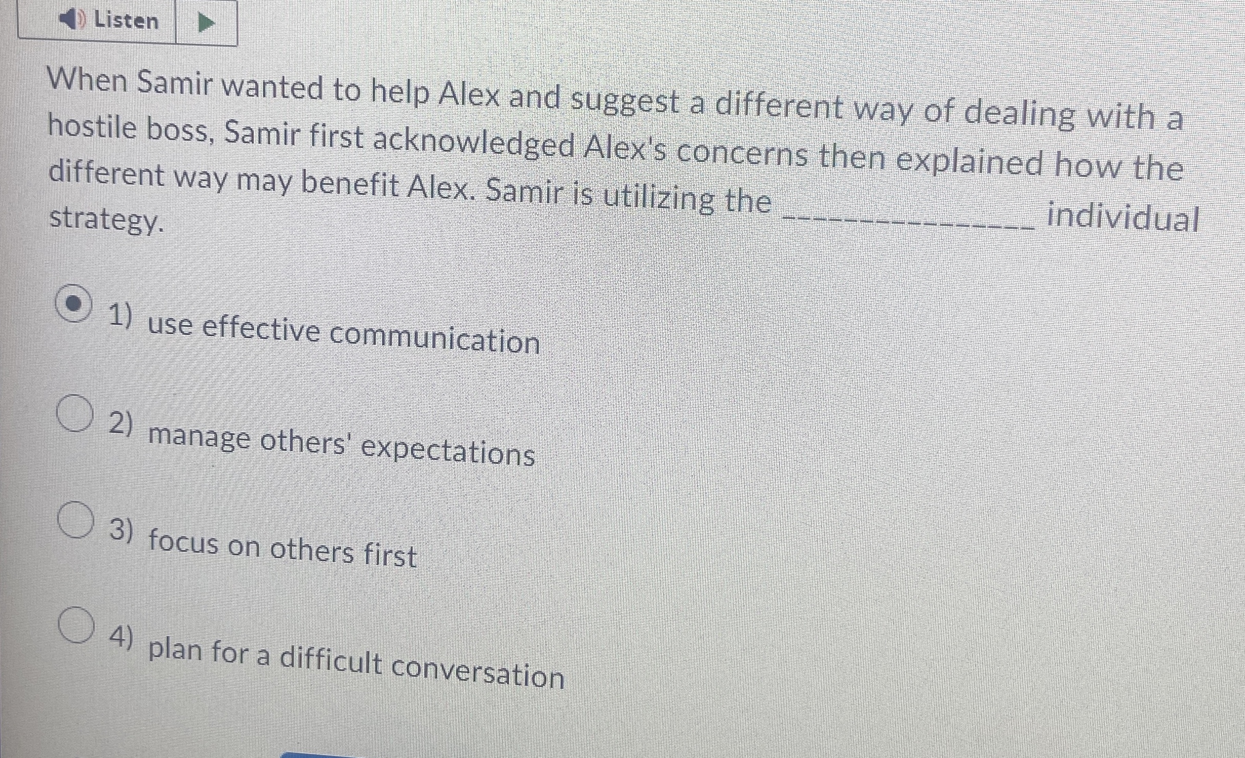 Solved ListenWhen Samir wanted to help Alex and suggest a | Chegg.com