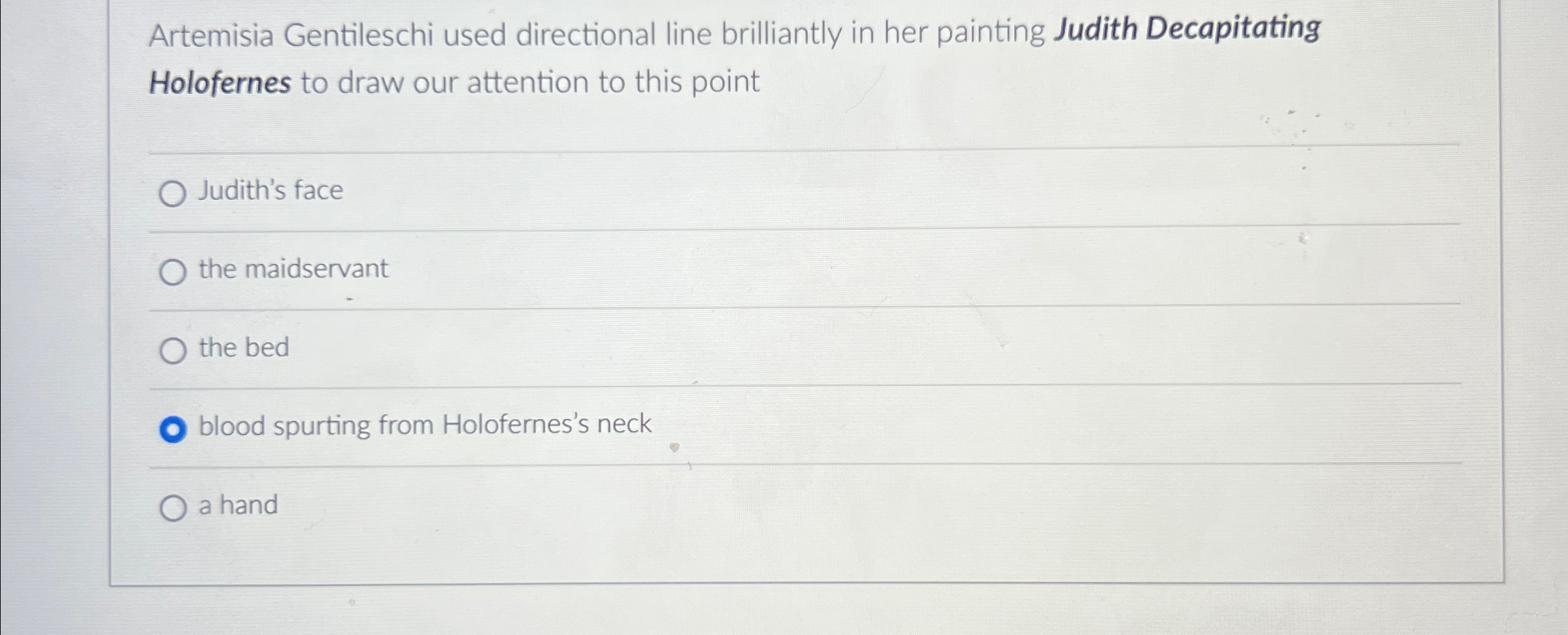 Solved Artemisia Gentileschi used directional line | Chegg.com